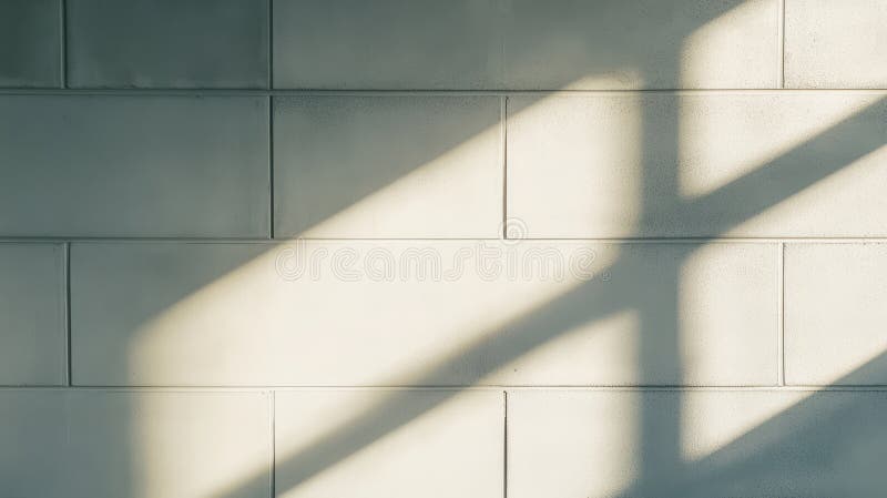 Soft Window Shadow Casting Geometric Pattern Across White Brick Surface ...