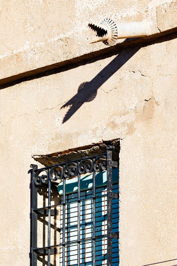 Window and Shadow of a Gutter on an Alhambra Facade Stock Photo - Image ...