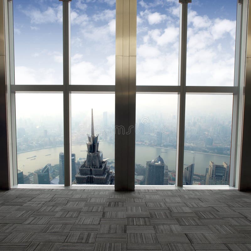 Window of Shanghai stock image. Image of highrise, building - 24674413