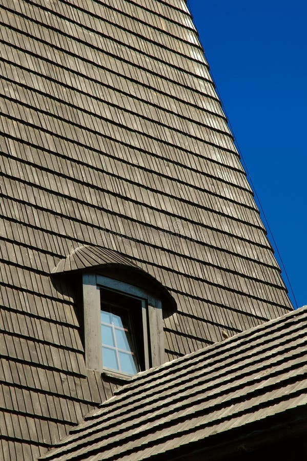 Window in shingle roof #01 stock photo. Image of blue - 4968838