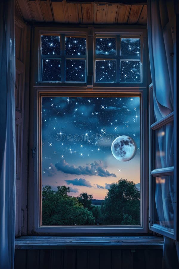 A Window Showing a Beautiful Night Sky View. Perfect for Backgrounds ...