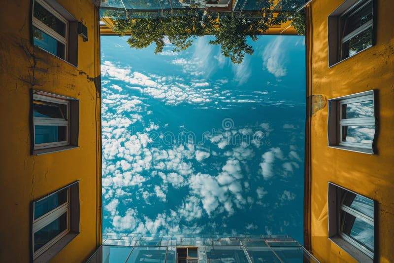 A Window that Shows the World Upside Down Stock Illustration ...