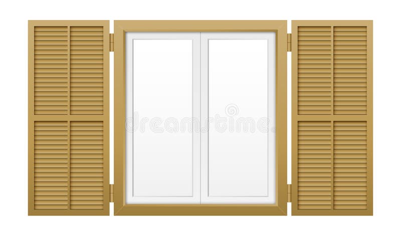 Window with Shutters Isolated on White Background. Stock Vector ...