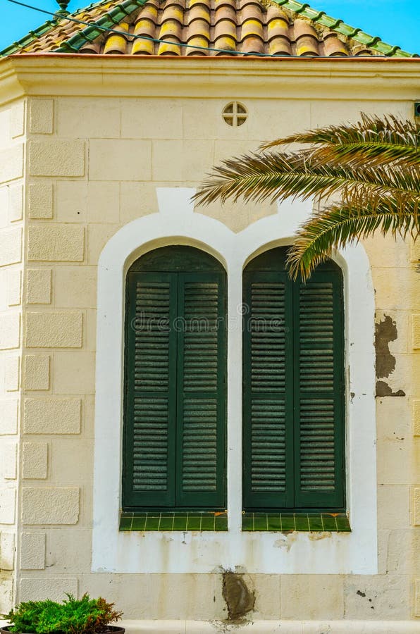 Window Shutters on an Old European Style Building, Architectural Stock ...