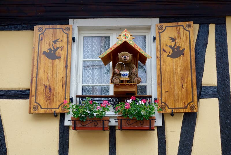 Window shutters with teddy stock photo. Image of decoration - 56210742