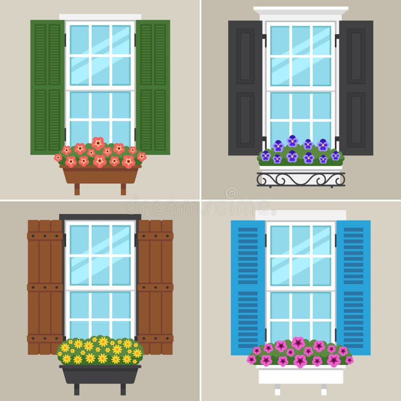 Window shutters stock vector. Illustration of flat, street - 98073287