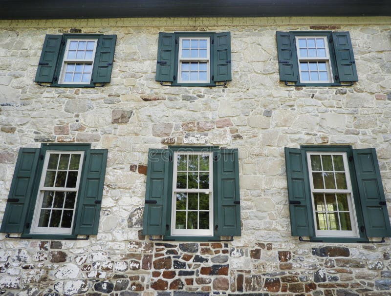 Historic Colonial Stone House Window Construction Poole Forge PA Stock ...