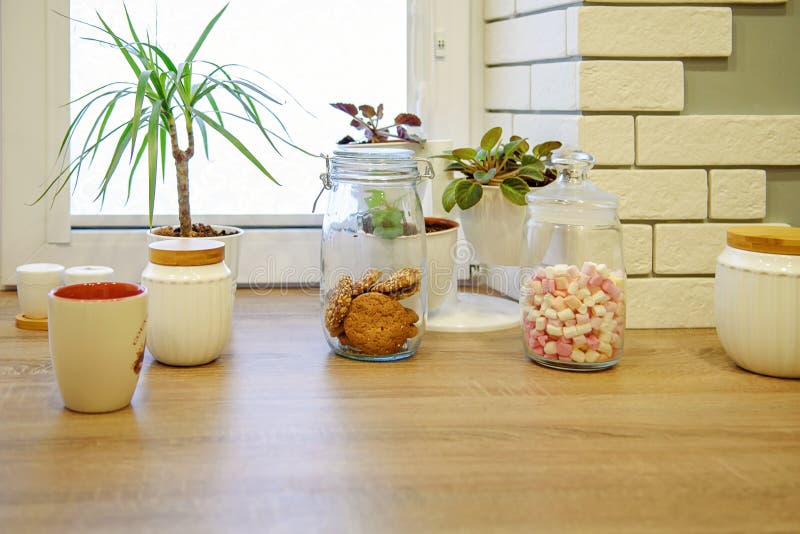 Window Sill-countertop in the Kitchen in the Scandinavian Style with ...