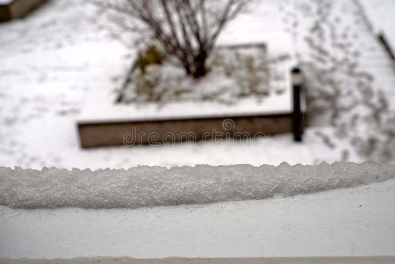 Window Sill with an Irregular Layer of Frozen Snow on it. in the ...