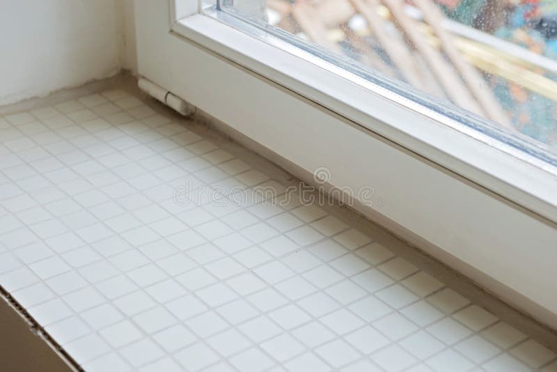 Window Sill from Mosaic Tiles during Renovation. Stock Photo - Image of ...