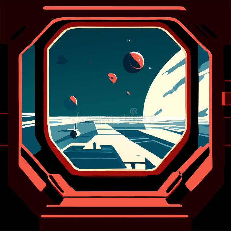 Window of the Spaceship. Vector Illustration of a Spaceship with a View ...