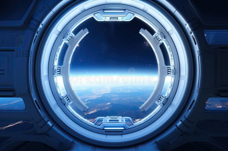 Window in spaceship stock image. Image of blue, transportation - 336702503