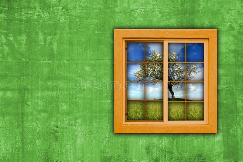 Window with Spring Landscape View Stock Photo - Image of freedom, clear ...