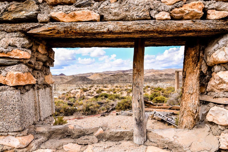 A Window in a Stone Building with a View of the Desert Stock Image ...