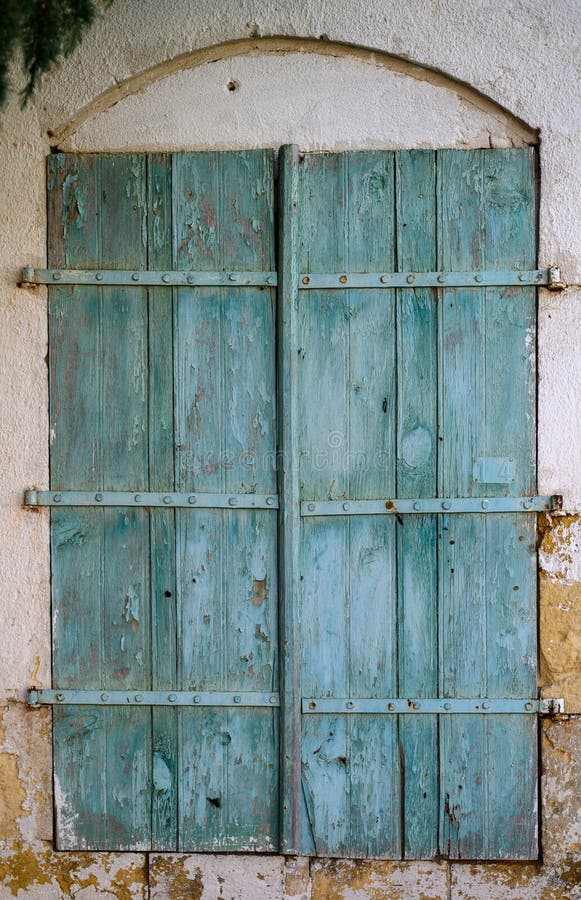 Fragment of Windows with Green Shutters As a Design Element Stock Photo ...