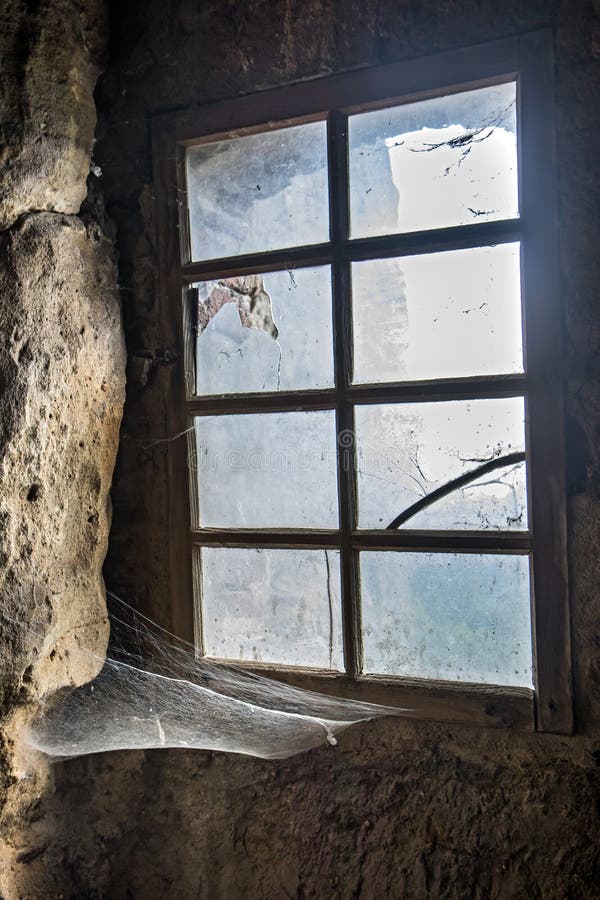 The Window in the Stone Wall Stock Image - Image of cobwebs, indoors ...