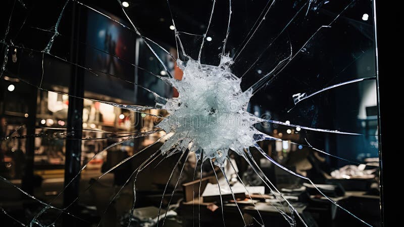 Window store broken glass stock illustration. Illustration of cleanup ...