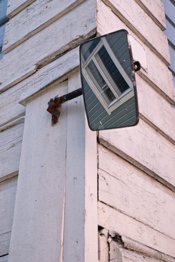 Window in street mirror stock image. Image of house - 196225317