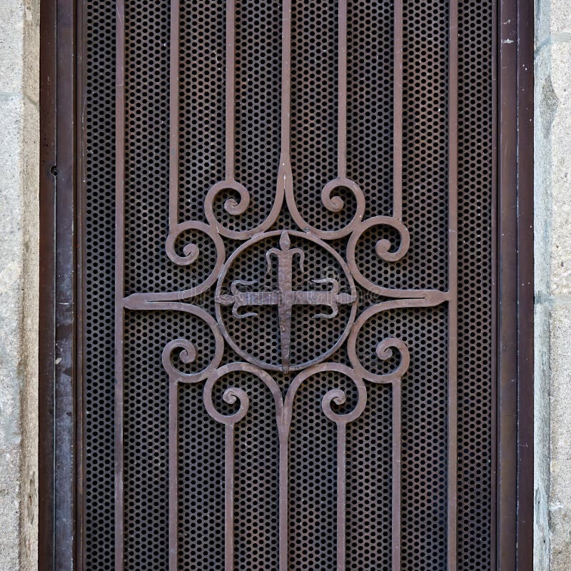 Window with Styled Iron Grid Stock Photo - Image of pattern, decorative ...