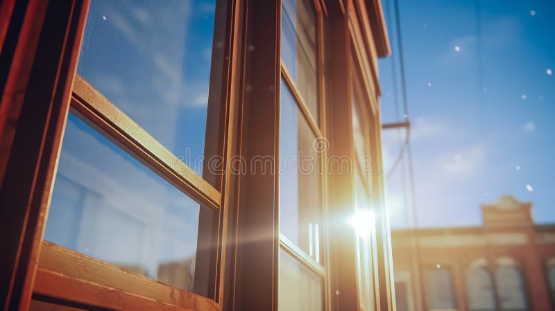 Window on Sunny Building Wall Stock Illustration - Illustration of ...