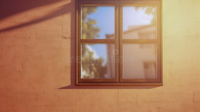 Window on Sunny Building Wall Stock Illustration - Illustration of ...