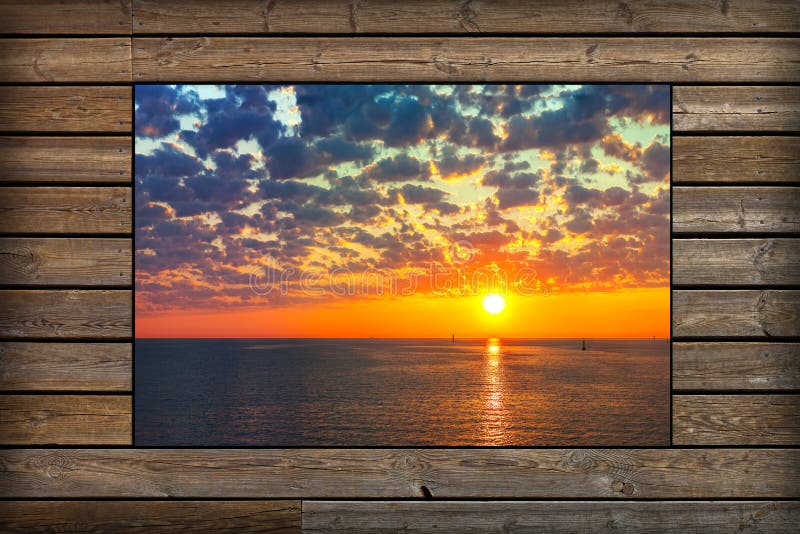 Window with Sunset on a Background Stock Photo - Image of retro, brown ...