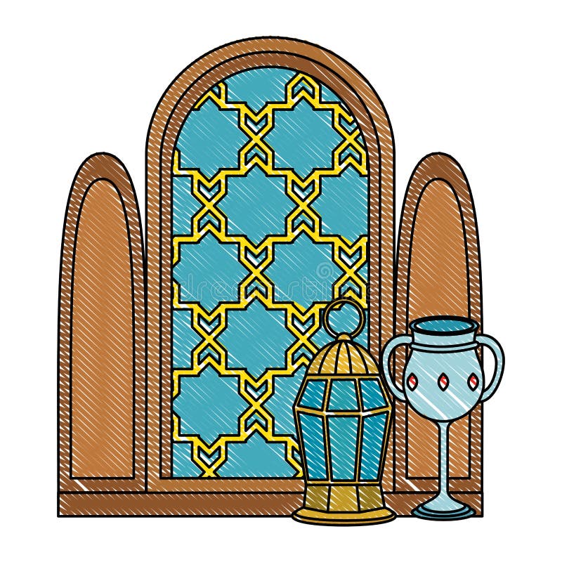 Window of Temple with Lamp and Chalice Stock Illustration ...