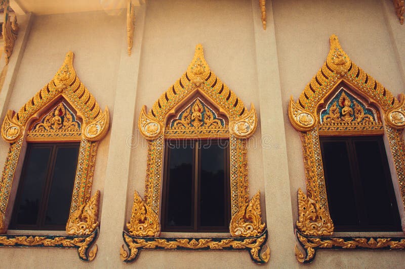 Window in Thailand temple stock photo. Image of golden - 39055460
