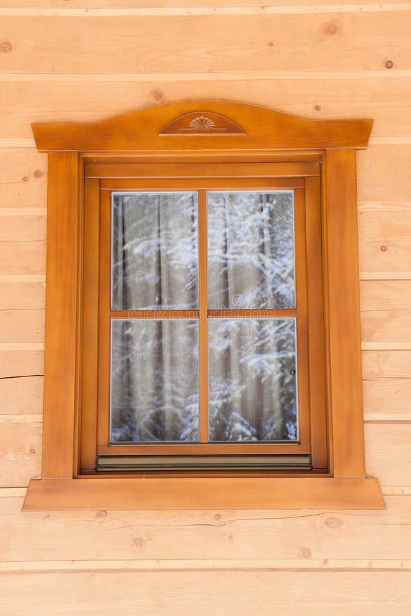 Window with Thread in a Wooden House Stock Photo - Image of wood ...
