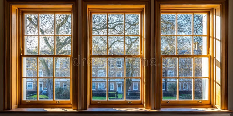 A Window with Three Windows in a Room with a View of a Building Stock ...
