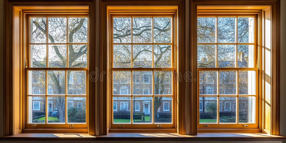 A Window with Three Windows in a Room with a View of a Building Stock ...