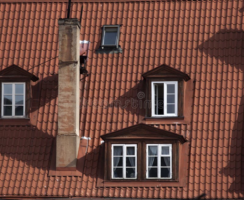 Window on Tile Roof. Tile Roof on Old Building. Stock Image - Image of ...