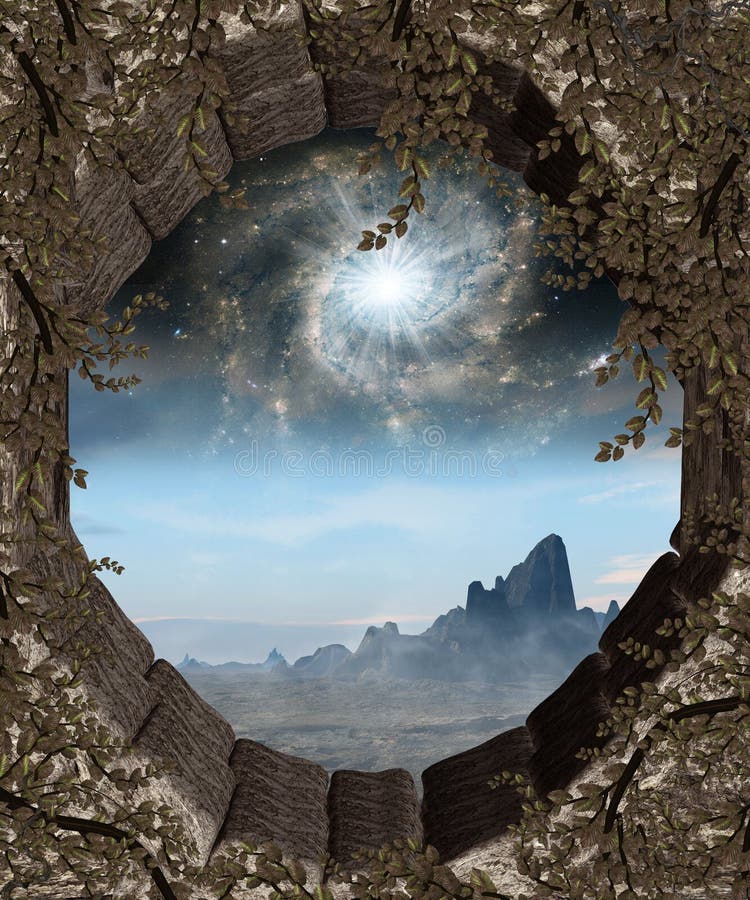 Window to Another World stock illustration. Illustration of leaves ...