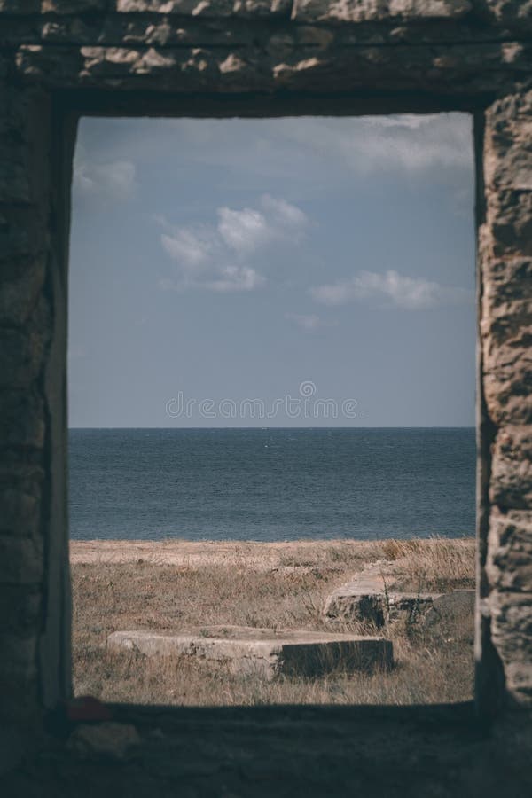 Window to the sea stock photo. Image of architecture - 214472286