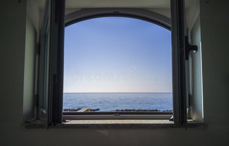 Window to the sea stock image. Image of italy, view, building - 92086747