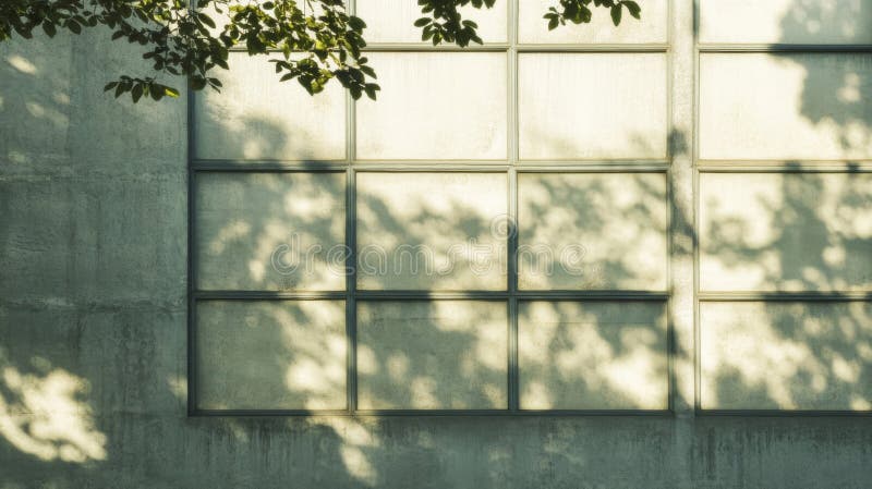 Window with Tree Branch Shadow Pattern on a Concrete Wall Stock ...