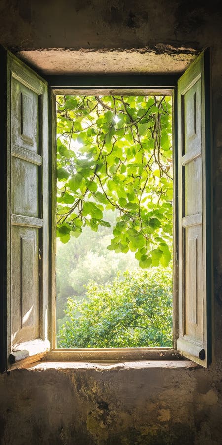 A Window with a Tree Outside of it Stock Illustration - Illustration of ...