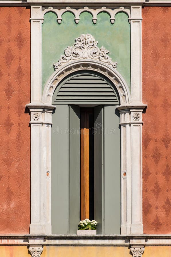 Window in Venetian Gothic Style. Stock Image - Image of decoration ...