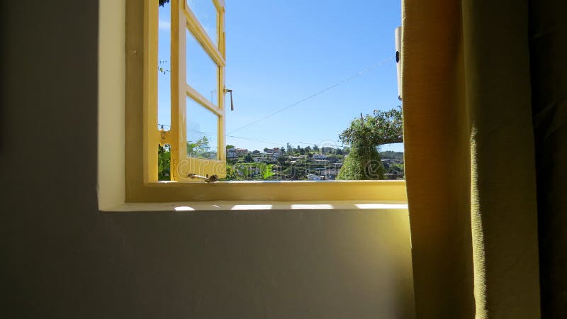 Window View of a Beautiful Early Morning with Sunlight Stock Image ...