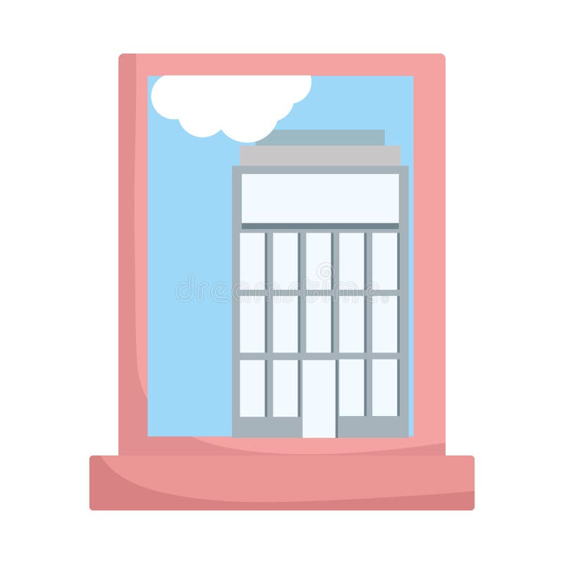 Window View Building Sky Panorama Isolated Icon Design Stock Vector ...