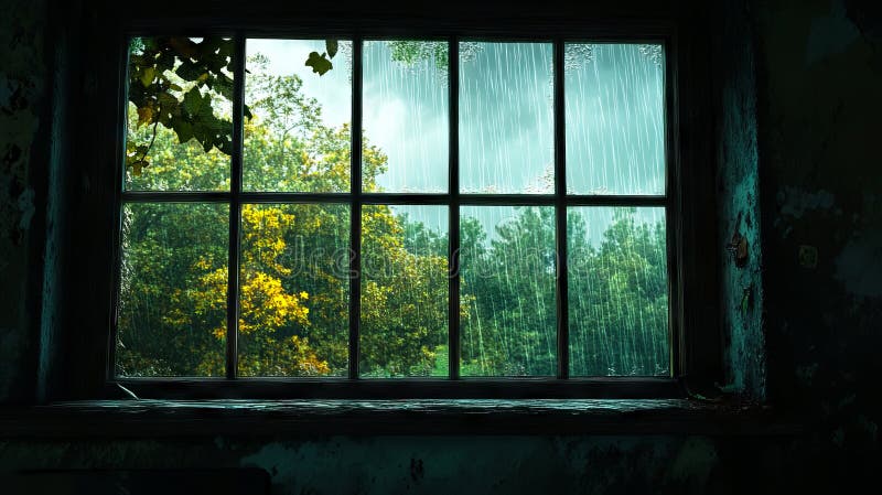 A Window with a View of a Forest through it Stock Photo - Image of ...