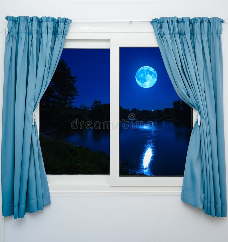 Window View of the Full Moon Stock Photo - Image of arched ...