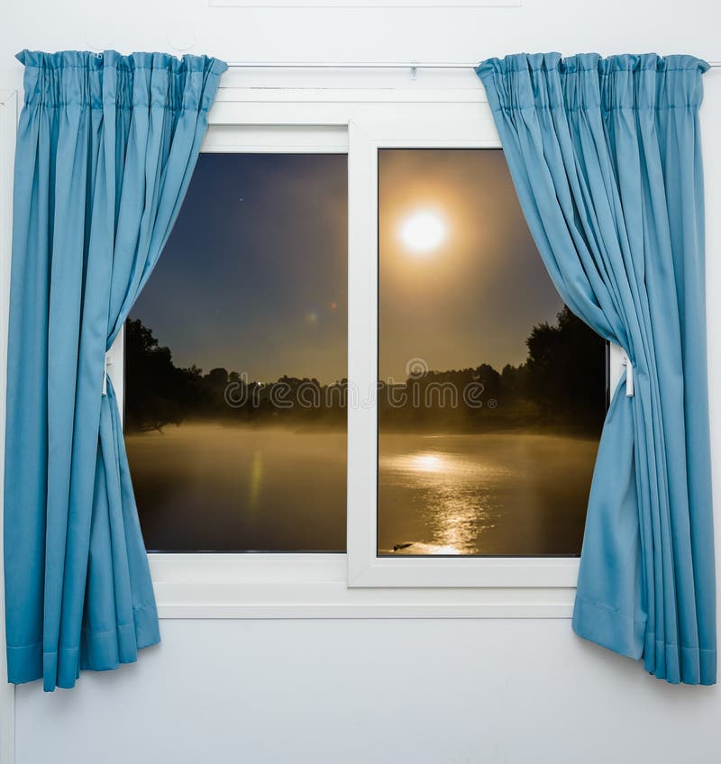 Window View Of The Full Moon Stock Photo - Image of heaven, asleep ...
