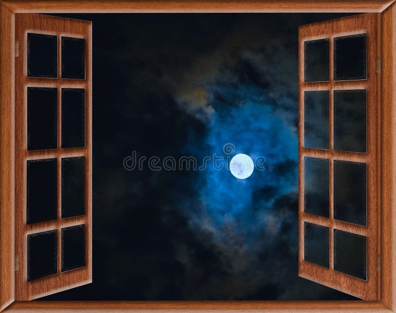 Window View of the Full Moon Stock Photo - Image of doorway, nature ...