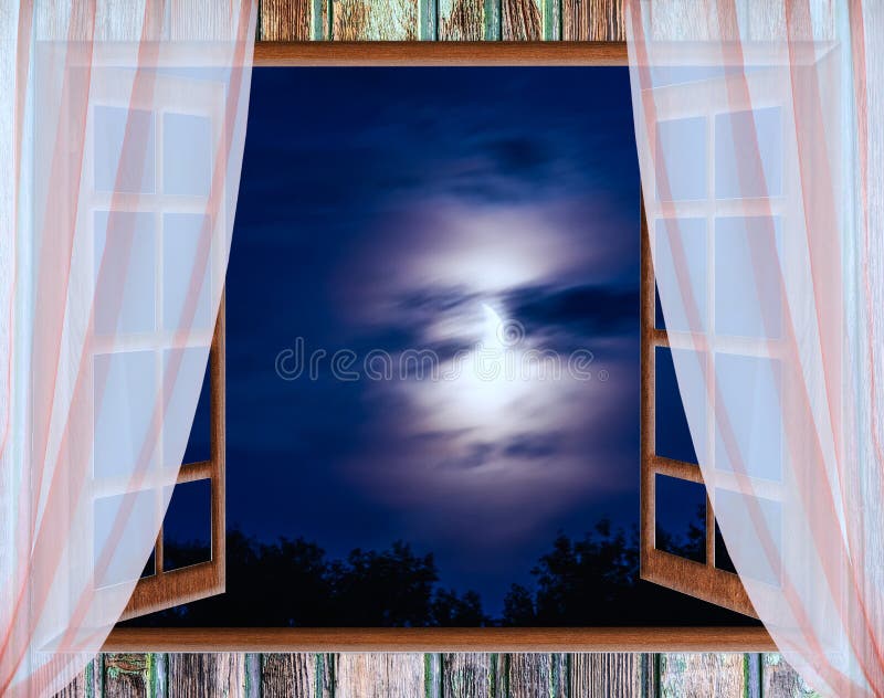Window View of the Full Moon Stock Image - Image of design, blue: 75340599