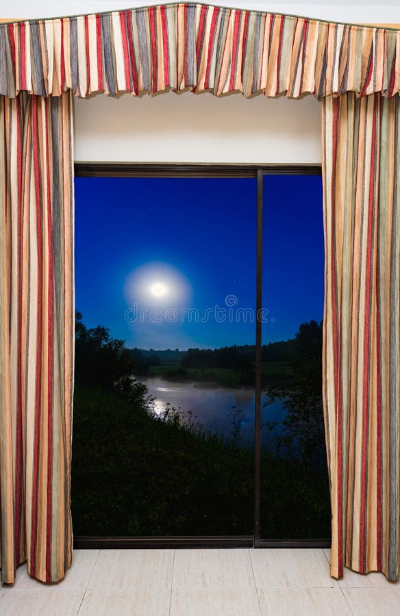 Window View of the Full Moon Stock Photo - Image of calm, entrance ...
