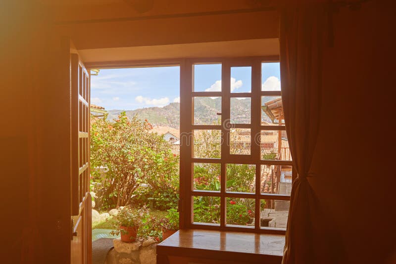 Window View on Green Garden Stock Image - Image of green, beautiful ...