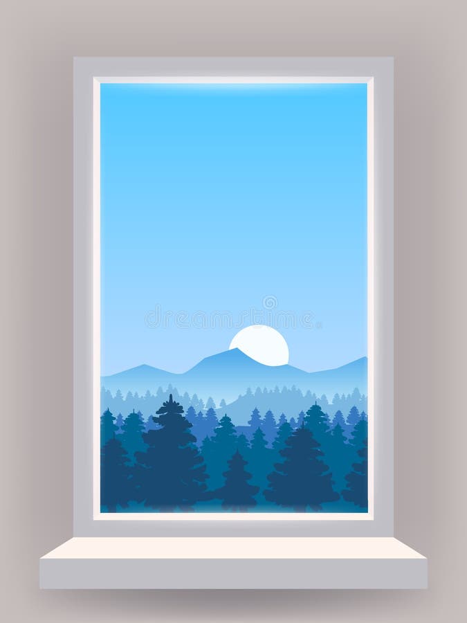 Window View Interior, Minimal Landscape, Forest, Hills, Mountains Stock ...