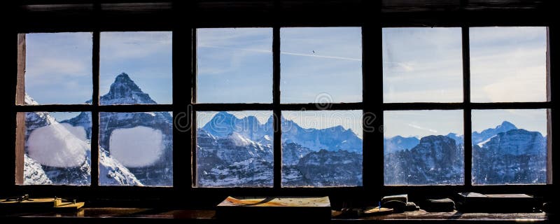Window View from Mountain Cabin Stock Photo - Image of alpine, outdoor ...