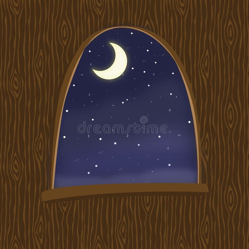 Window with a View of the Moon Stock Vector - Illustration of nocturnal ...